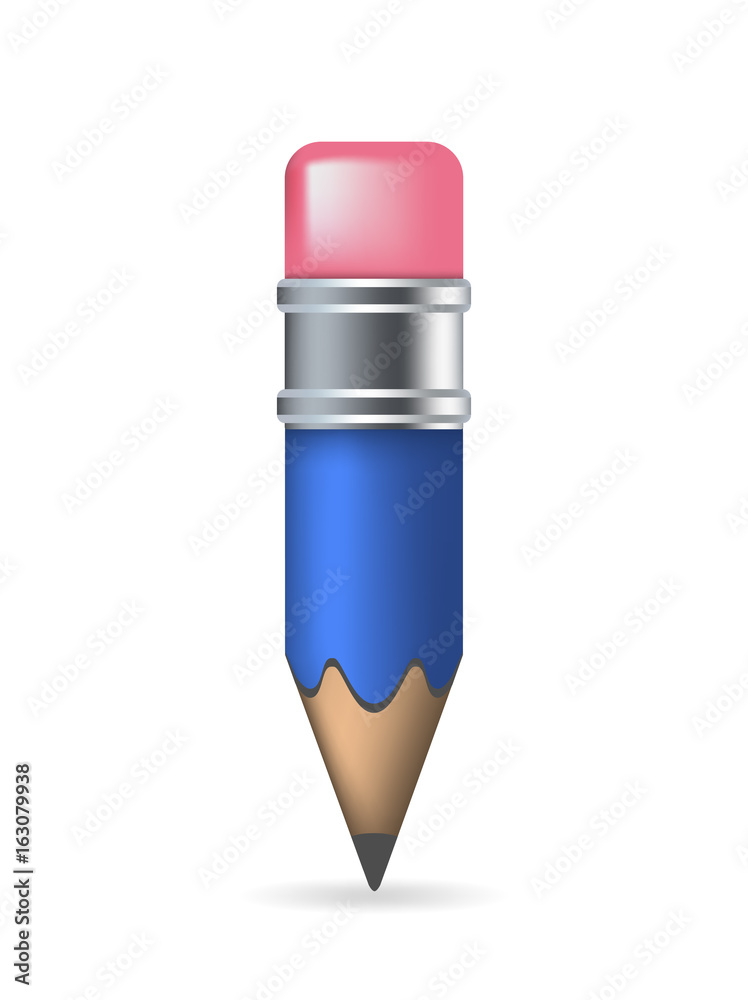 Cute Pencil Icon on White Background . Isolated Vector Illustration ...