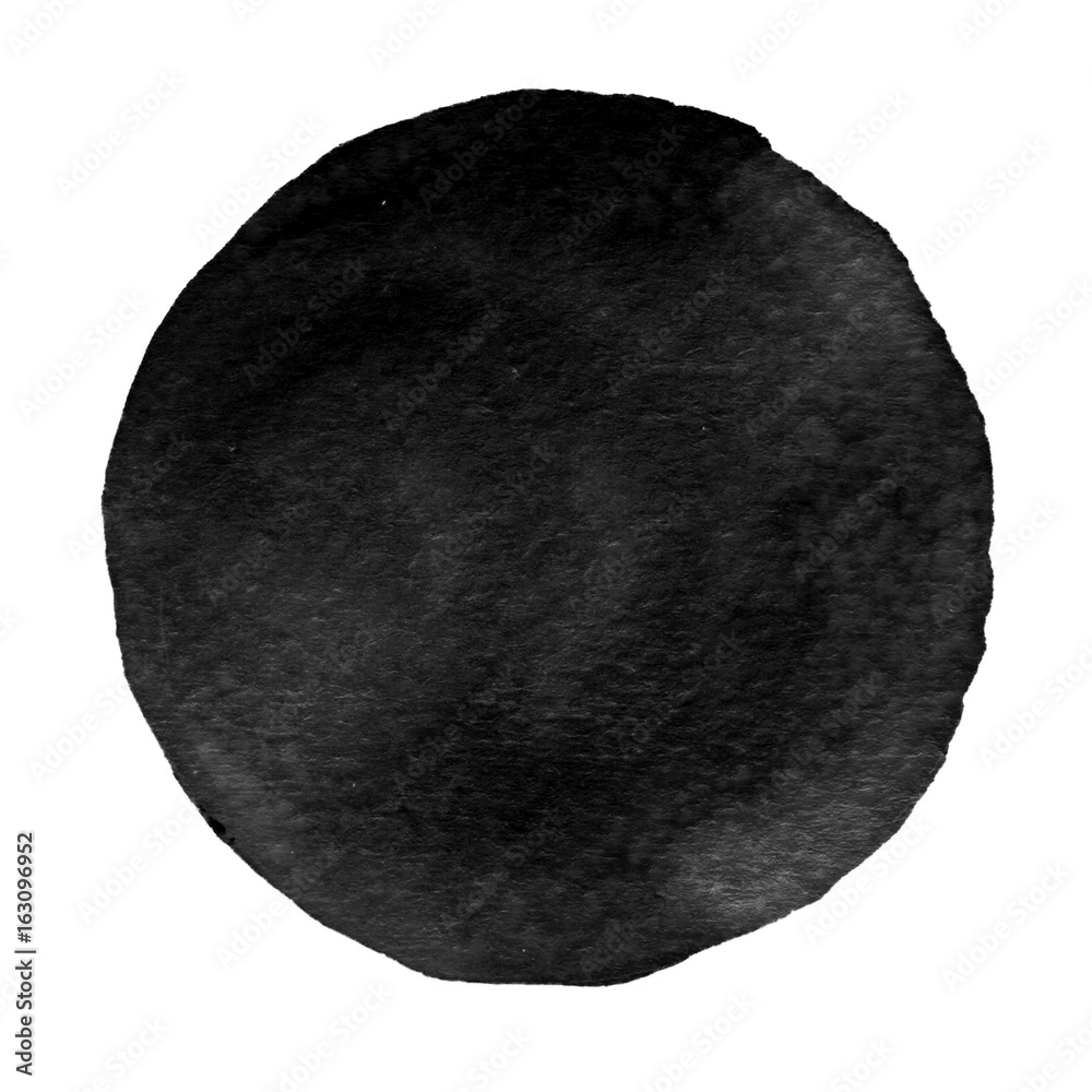 Black watercolor circle. Watercolour stain on white background. Stock ...