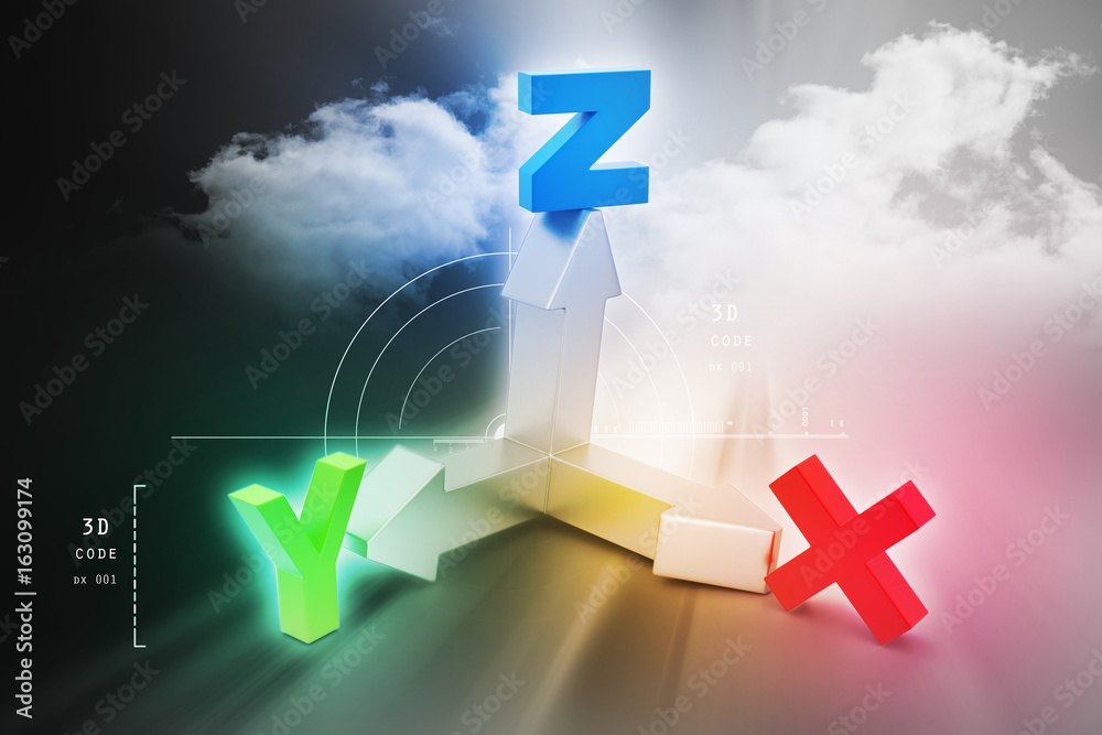 direction of x,y and z axis Stock Illustration | Adobe Stock