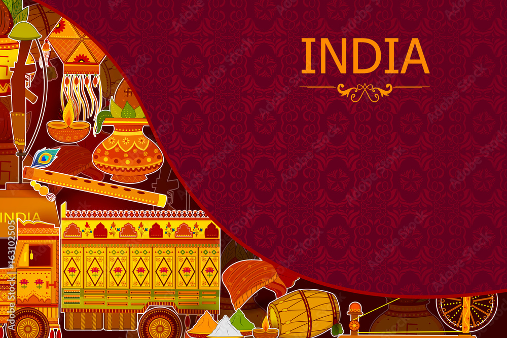 Incredible India background depicting Indian colorful culture and religion Stock Vector | Adobe ...