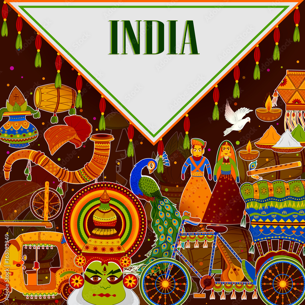 Incredible India background depicting Indian colorful culture and ...