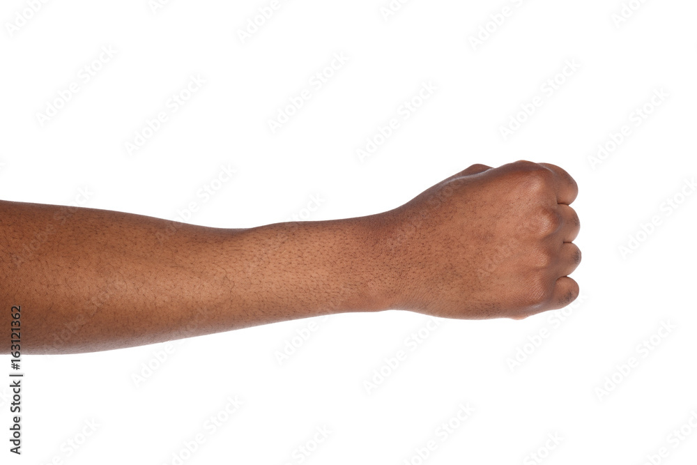 Male black fist isolated on white background Stock Photo | Adobe Stock