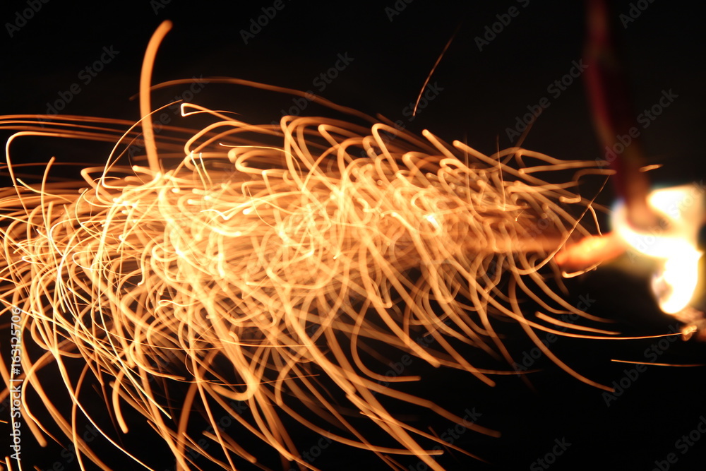 Abstract Texture Background of Fire Sparks With Motion Blur Effect Over ...