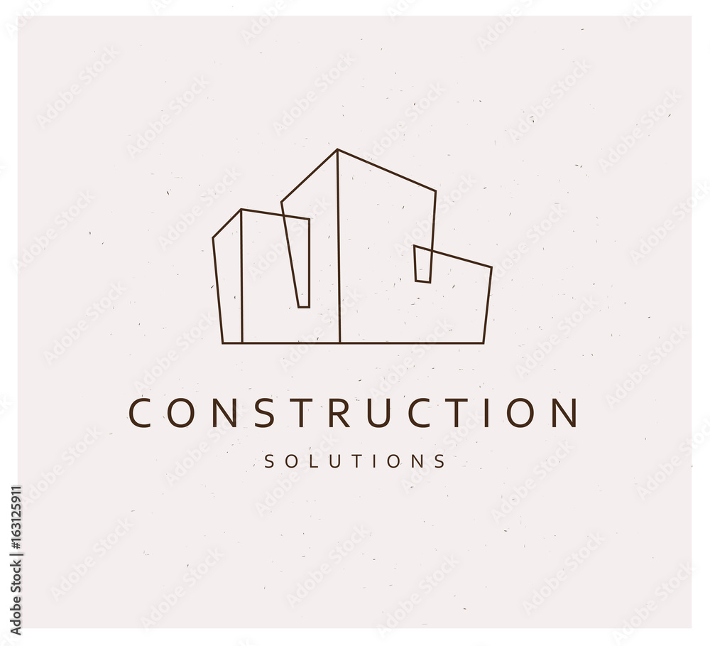 Vector flat simple construction company and architect business studio ...