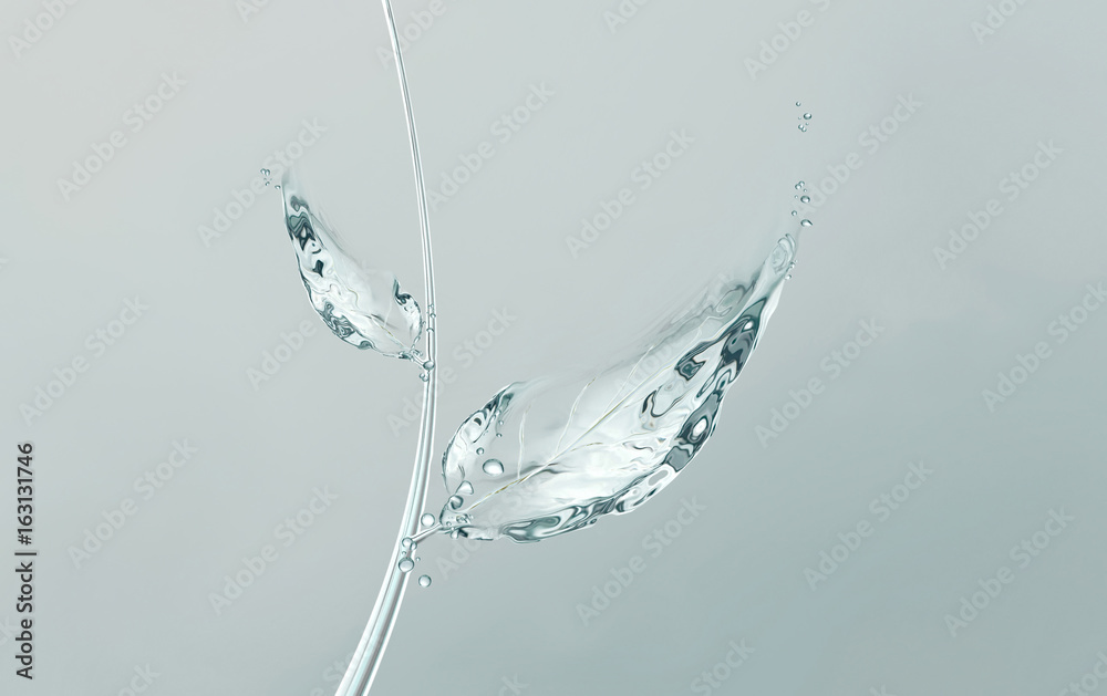 A stem with leaves made of water. It could symbolize life through water ...