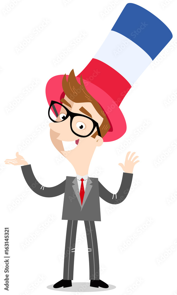 Vector cartoon illustration of patriotic French businessman wearing ...