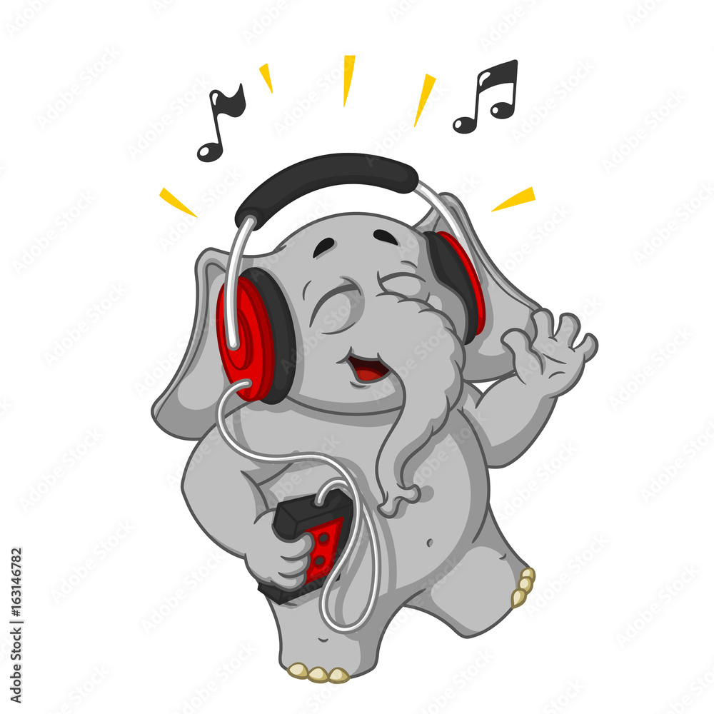 Big collection vector cartoon characters of elephants on an isolated ...