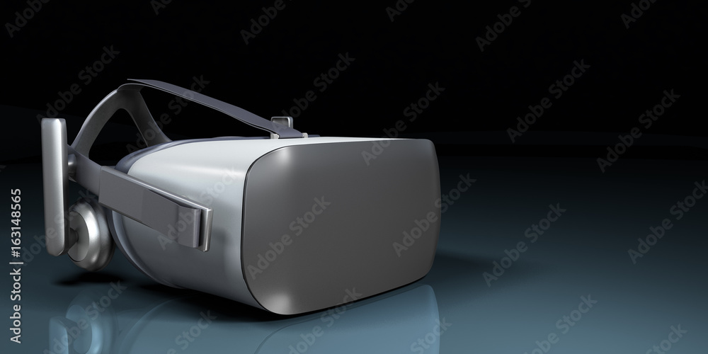 VR virtual reality headset half turned front view isolated on white ...