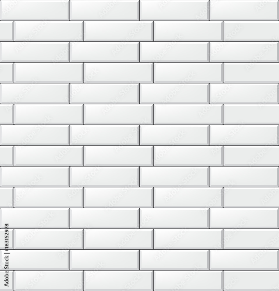Seamless pattern with modern rectangular white tiles. Realistic ...