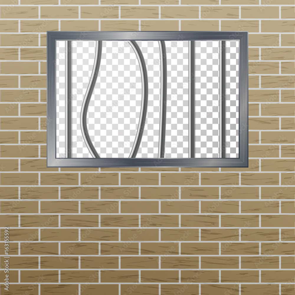 Prison Window With Bars And Brick Wall. Vector Pokey Concept. Prison ...