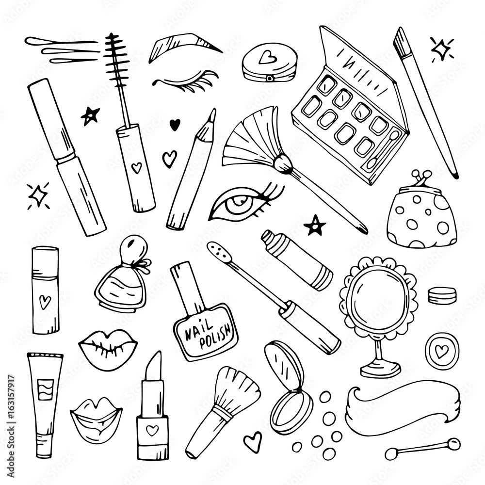 Maquillage vector. set hand drawing Stock Vector | Adobe Stock