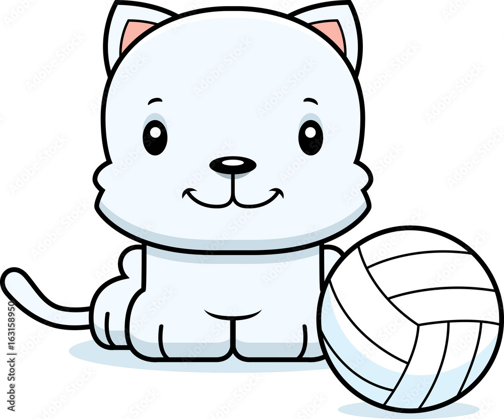 Cartoon Smiling Volleyball Player Kitten Stock Vector | Adobe Stock