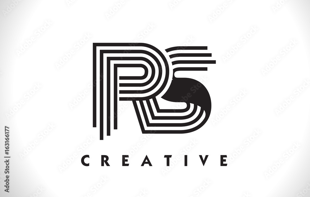 RS Logo Letter With Black Lines Design. Line Letter Vector Illustration ...