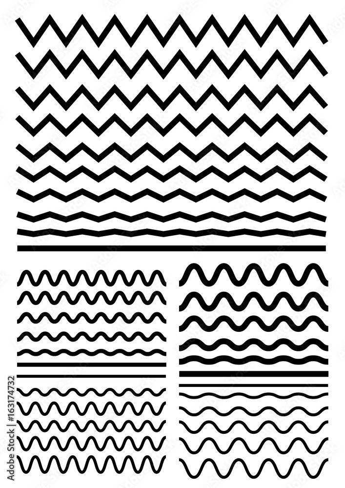 Vector big set of seamless wavy - curvy and zigzag - criss cross ...