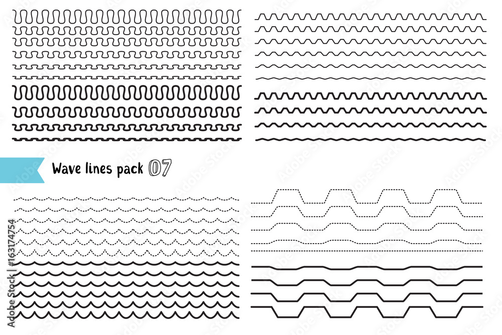 Vector collection of different wave with a very strong vibration ...