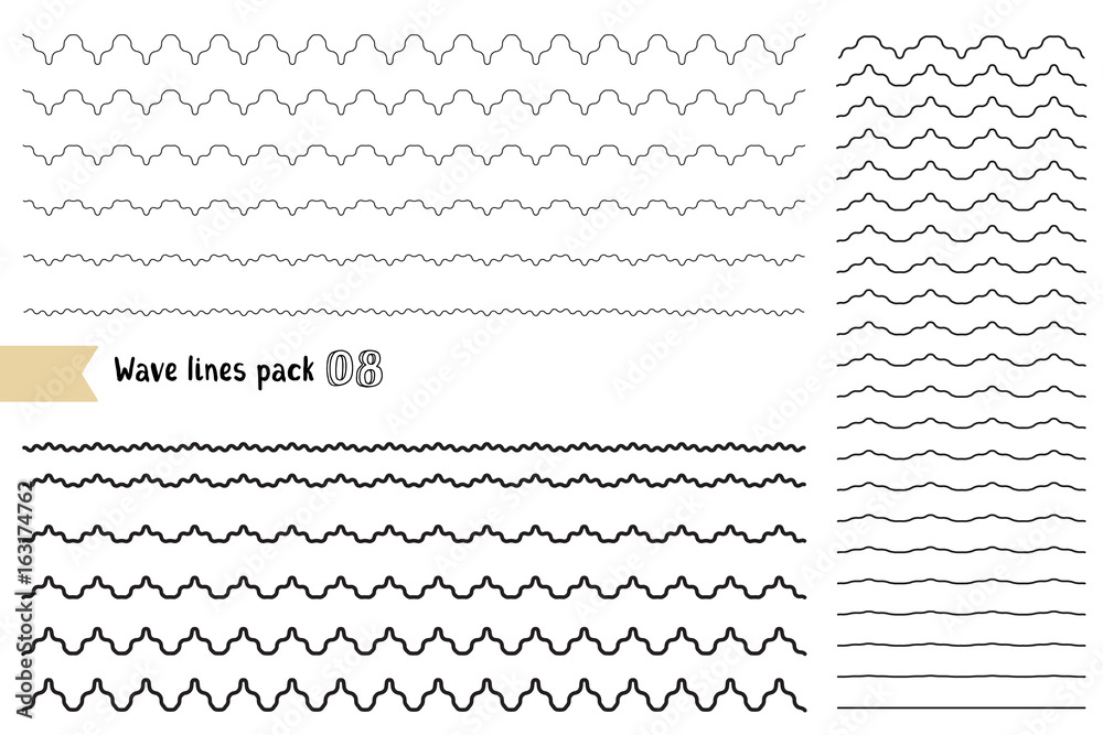 Vector big set of graphic design elements variation wide wavy line ...