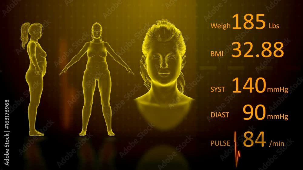 Simulation of a Fat Woman Losing Body Weight and BMI Index Computer X ...