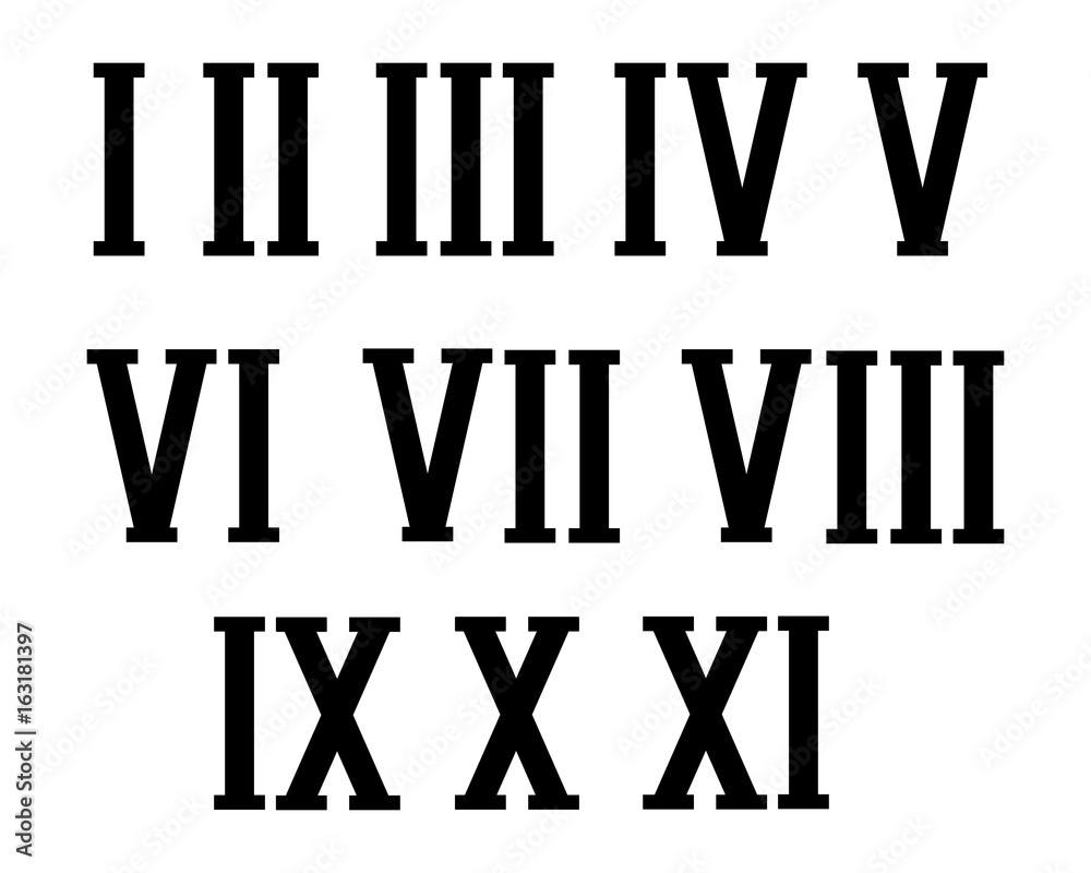 Roman numerals set. Vector illustration isolated on white background ...
