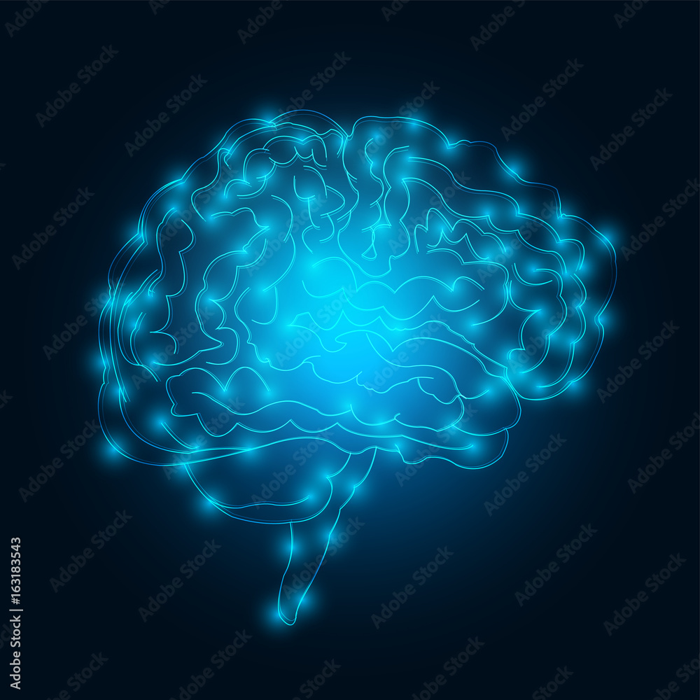 blue glowing brain background, vector illustration Stock Vector | Adobe ...