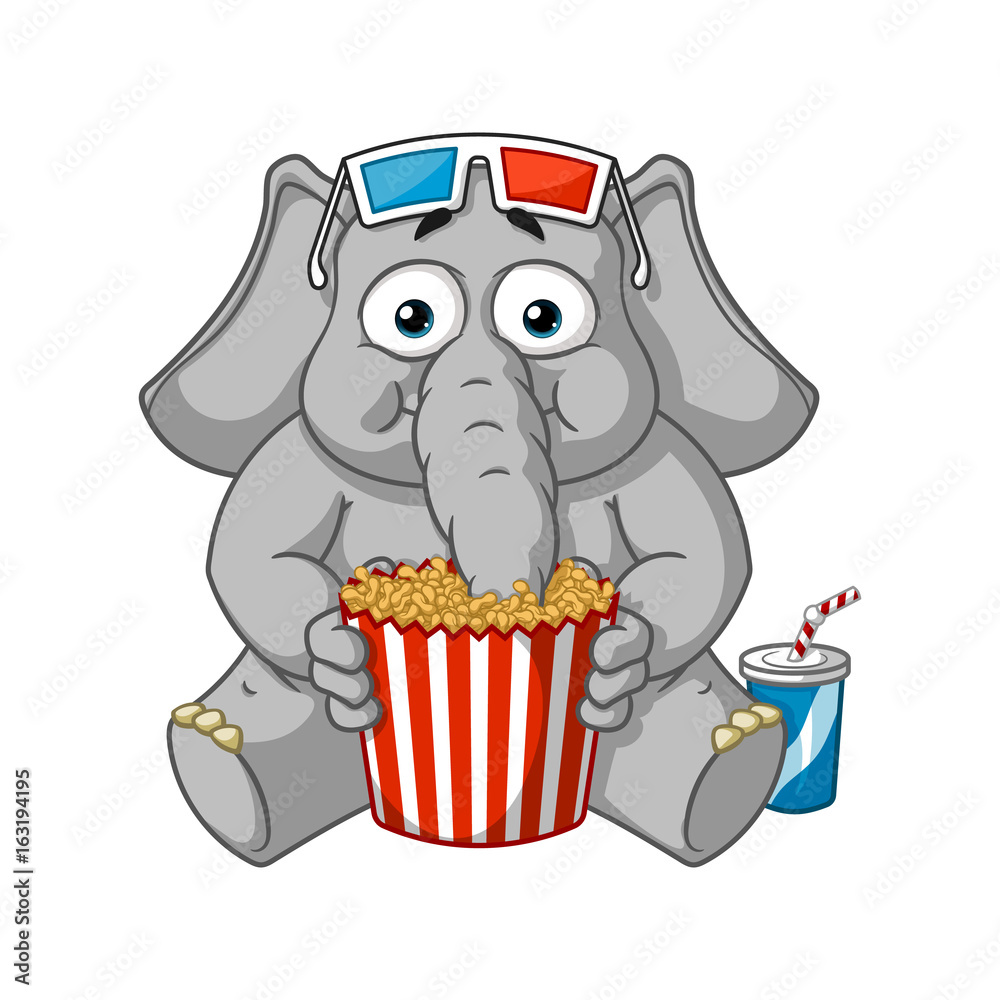 Big collection vector cartoon characters of elephants on an isolated ...