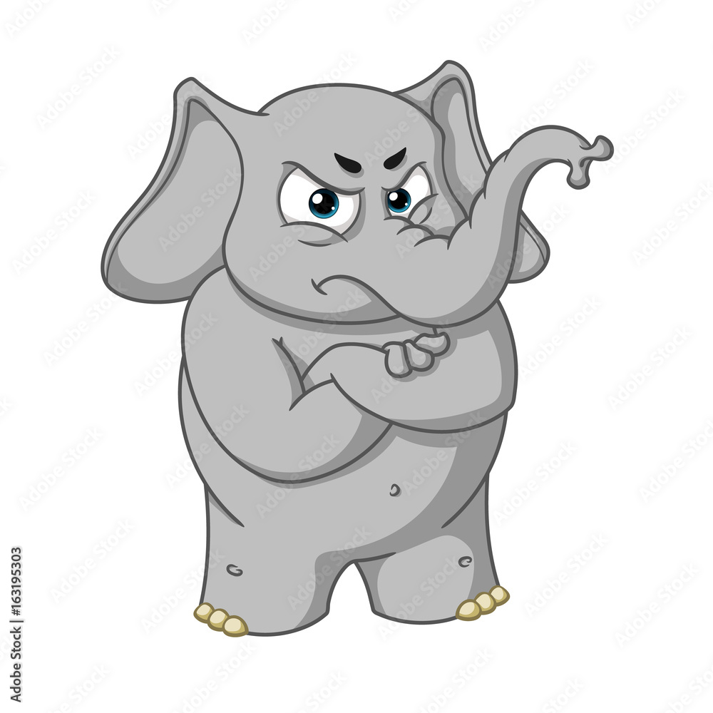 Big collection vector cartoon characters of elephants on an isolated ...