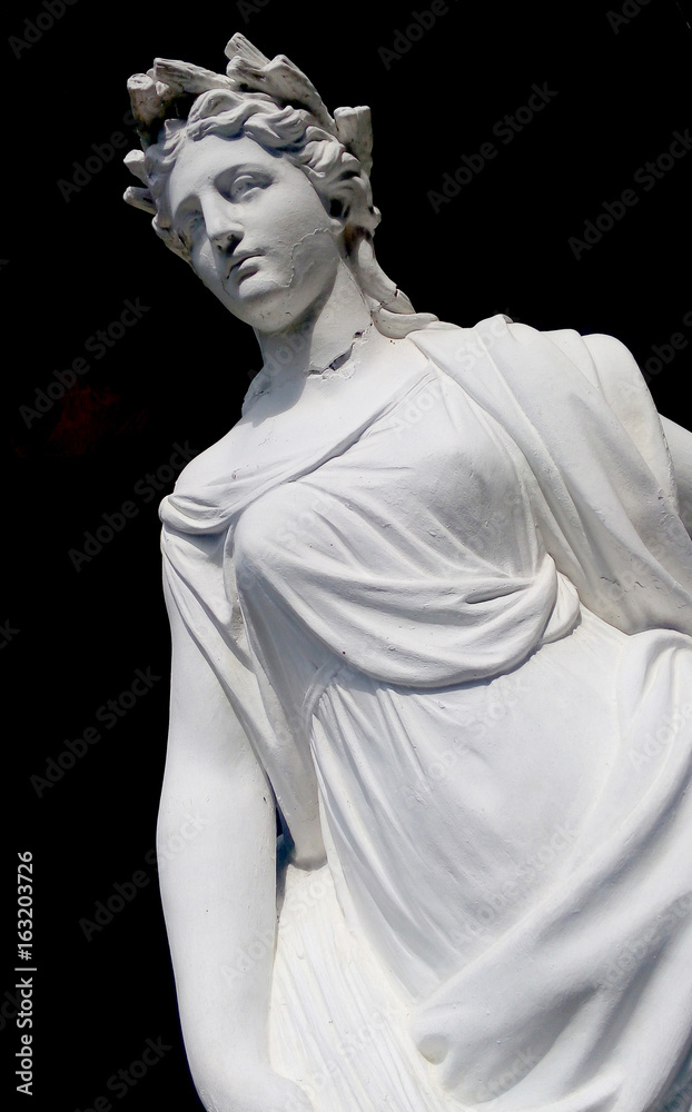 Marble statue of roman or greek Demeter isolated on white Stock Photo ...