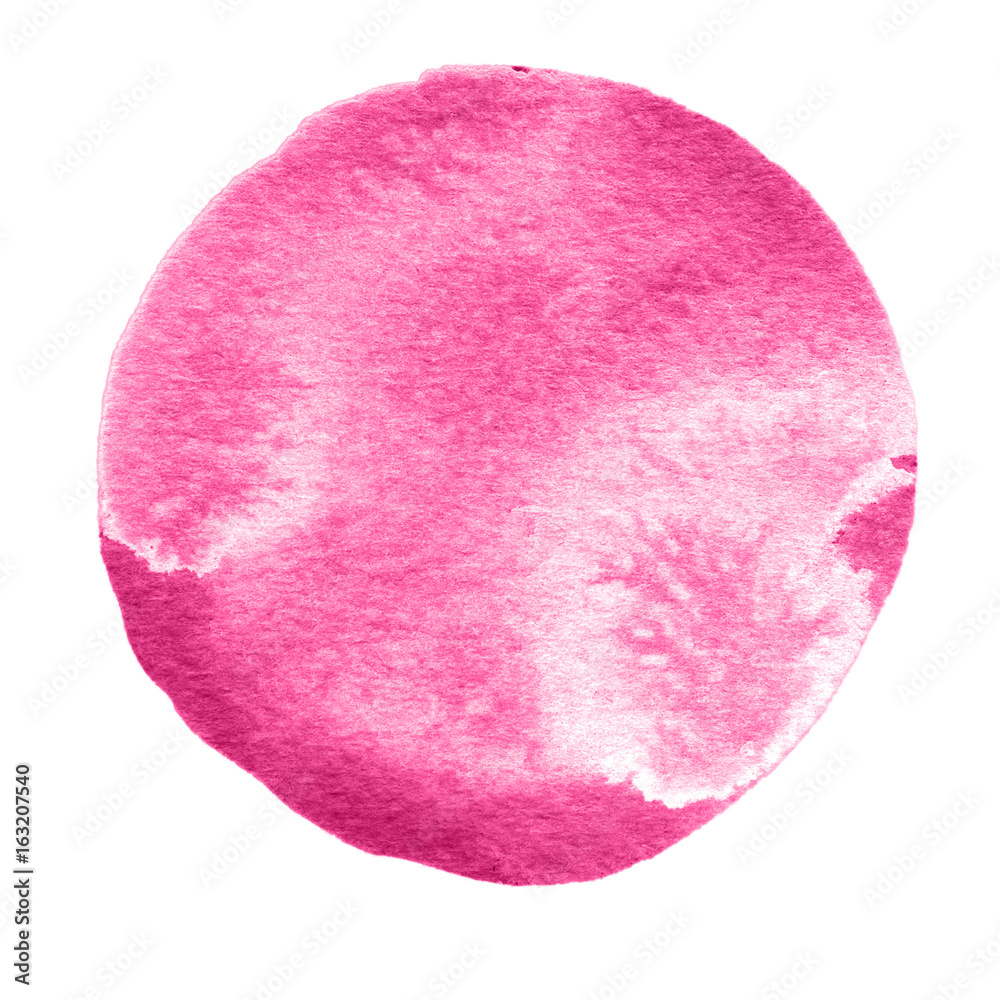 Pink watercolor circle. Watercolour stain on white background. Stock ...