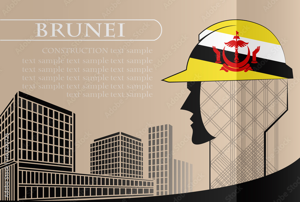Building logo made from the flag of brunei ,construction working ...