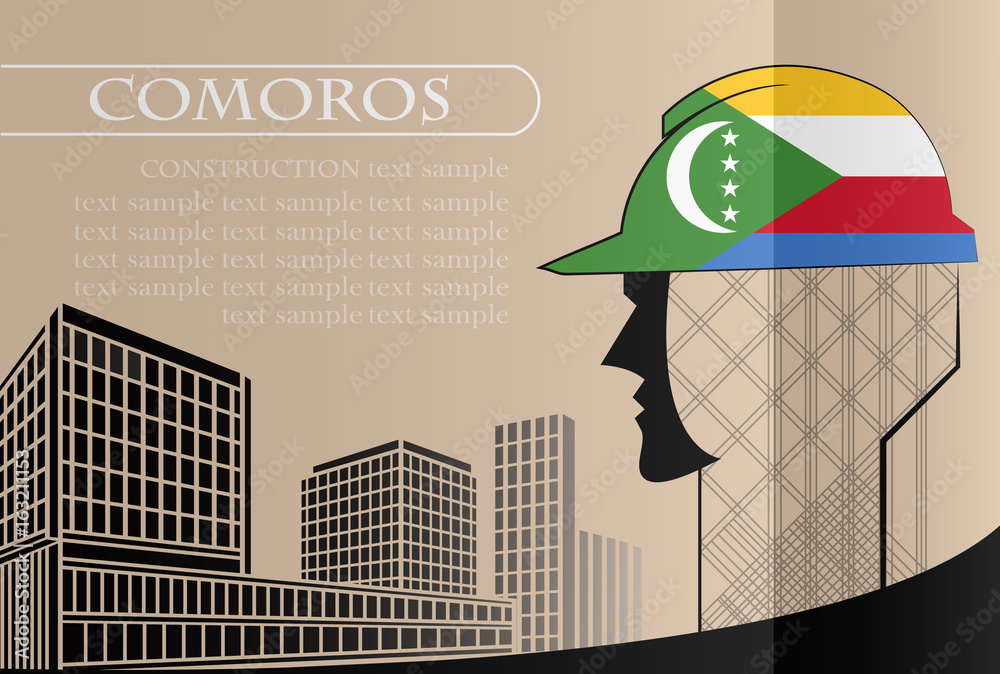 Building logo made from the flag of Comoros ,construction working ...