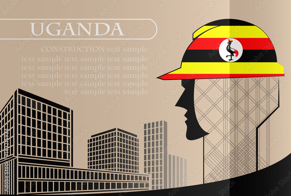 Building logo made from the flag of Uganda ,construction working ...