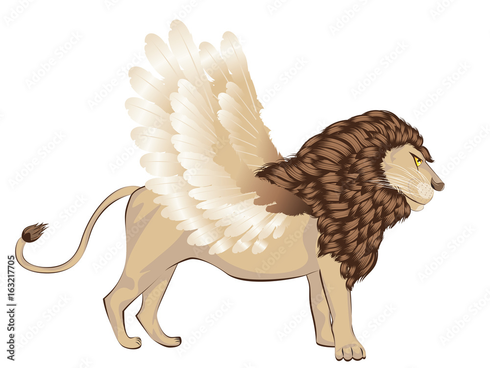 Lion with Wings Cartoon Stock Vector | Adobe Stock
