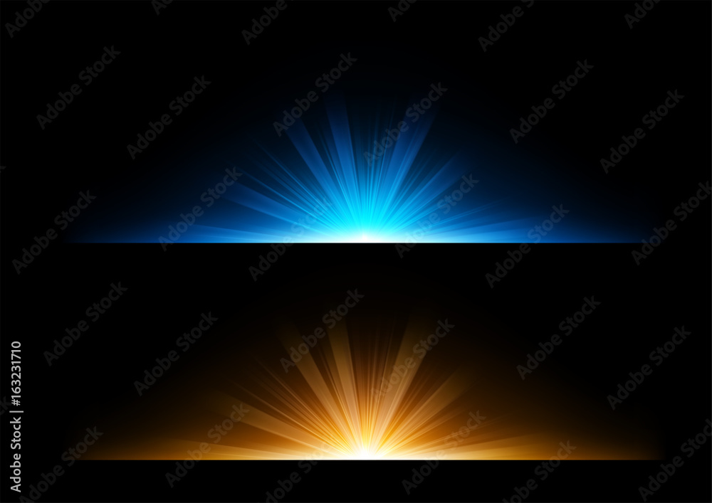 Starlight sets with yellow and blue color on dark transparent ...