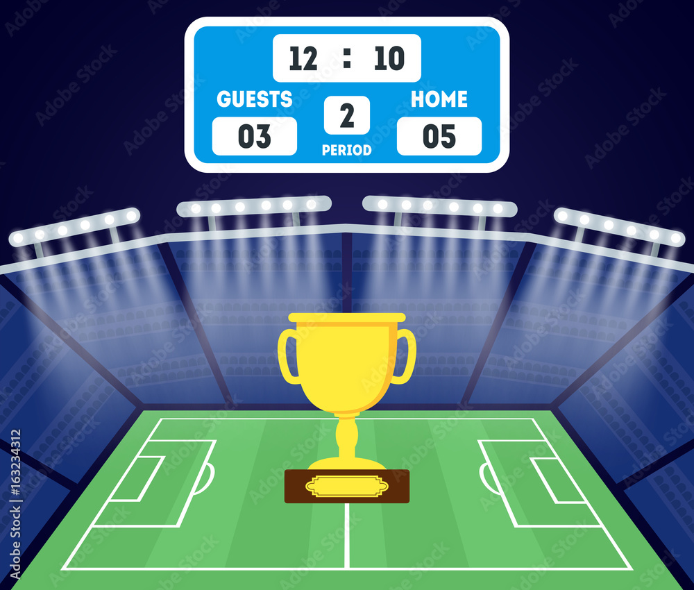 Cartoon Football Field with a Golden Cup. Vector Stock Vector | Adobe Stock
