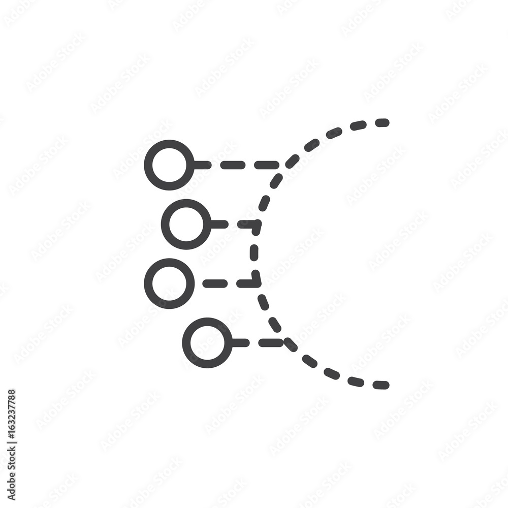 Nodes line icon, outline vector sign, linear style pictogram isolated ...