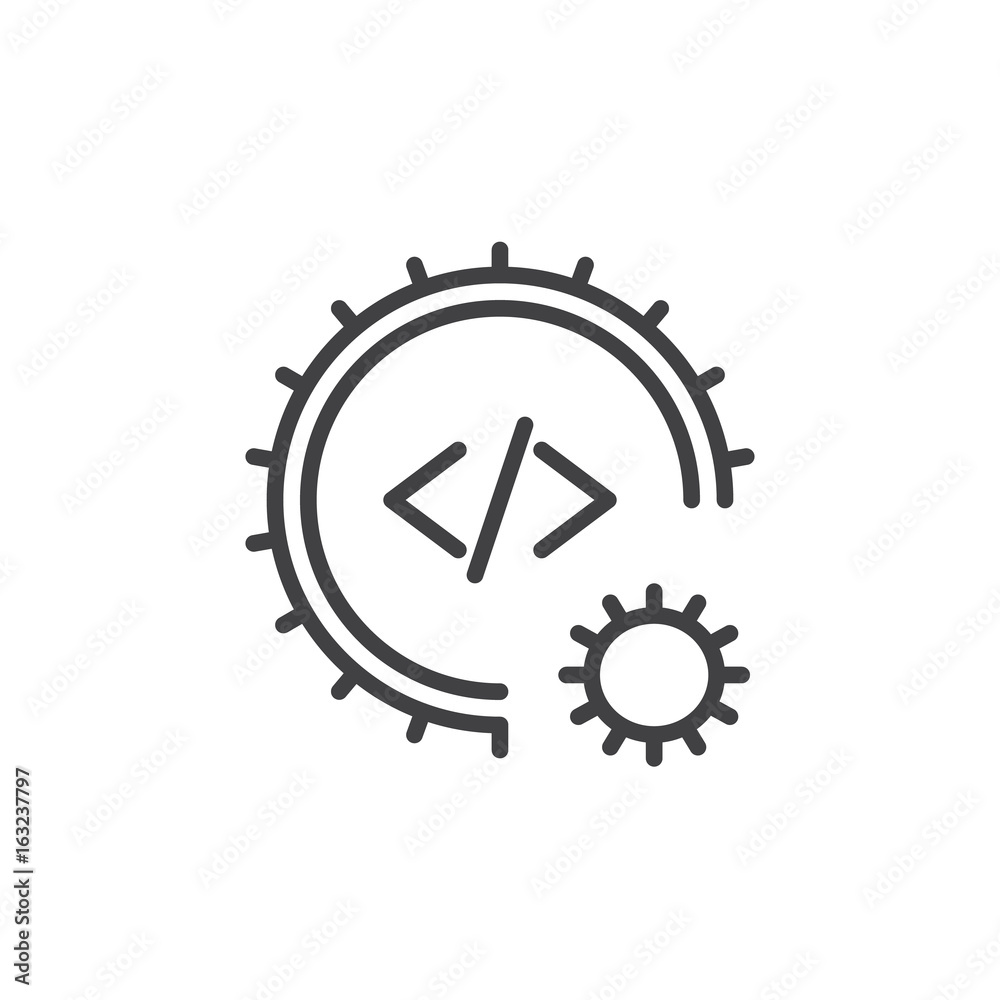 Custom code line icon, outline vector sign, linear style pictogram ...