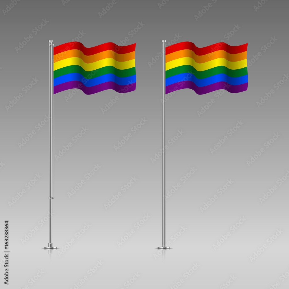 Flag of the LGBT community with correct color scheme on the flagpole ...