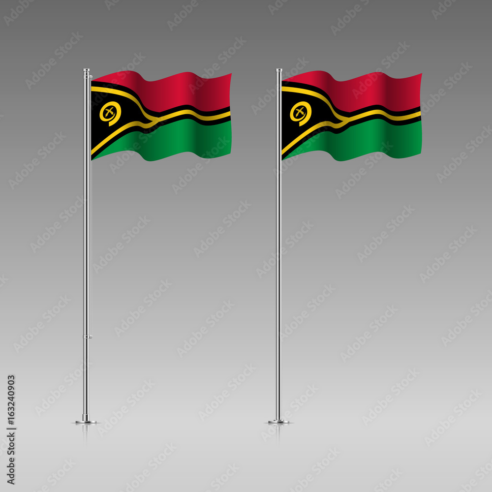 Vanuatu flag on the flagpole. Official colors and proportion correctly ...