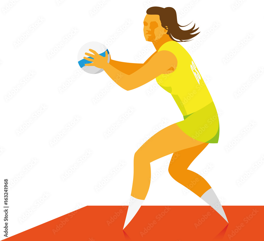 young student girl playing netball as Goal Shooter Stock Vector | Adobe ...