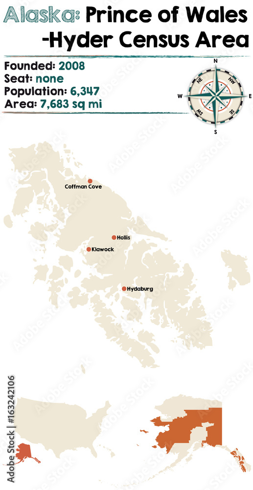 Large and detailed map of Prince of Wales-Hyder Census Area in Alaska ...