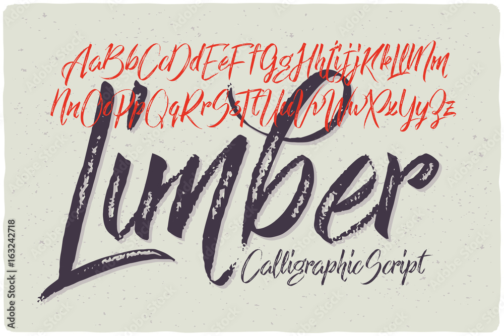 Hand drawn calligraphic font made with dry brush textured effect Stock ...