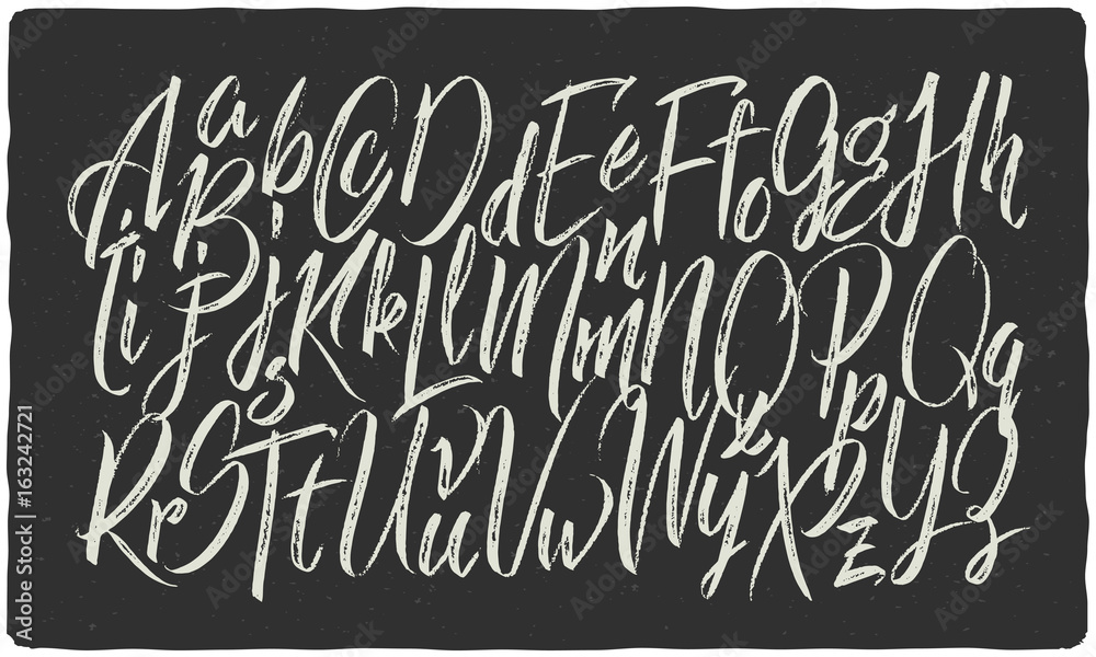 Hand drawn calligraphic font made with dry brush textured effect Stock ...