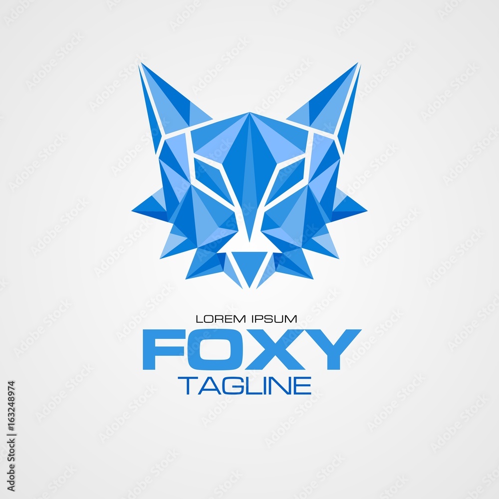 blue crystal fox logo illustration Stock Vector | Adobe Stock