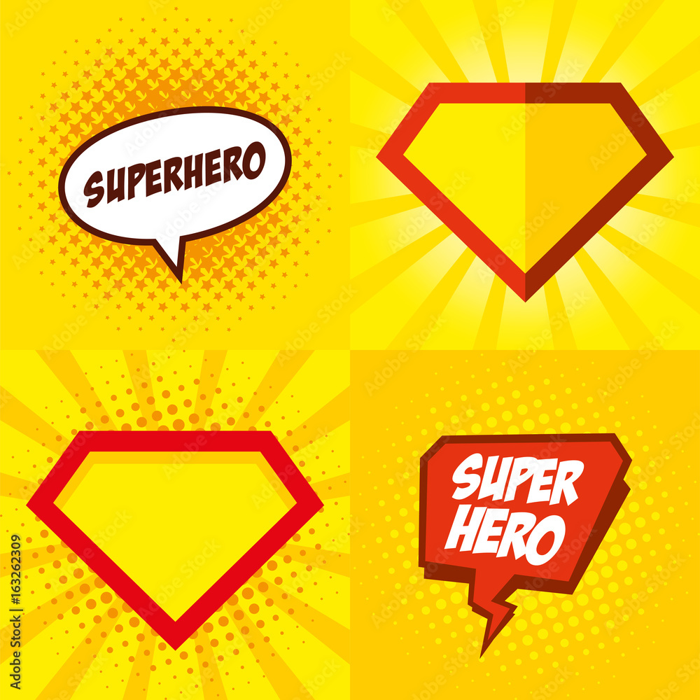 Superhero logo, pop art background Stock Vector | Adobe Stock