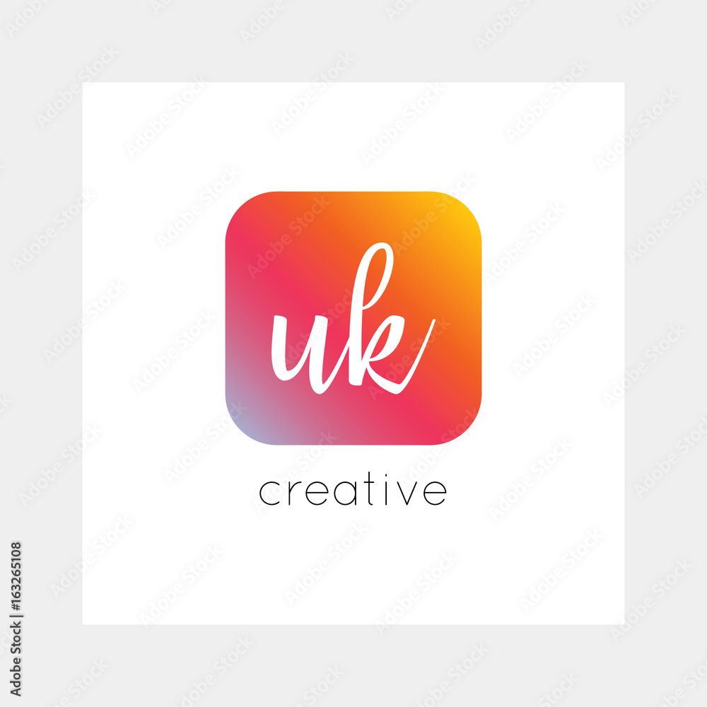 UK logo, vector. Useful as branding, app icon, alphabet combination ...