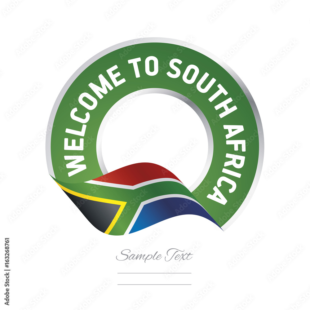 Welcome to South Africa flag green label logo icon Stock-Vektorgrafik ...