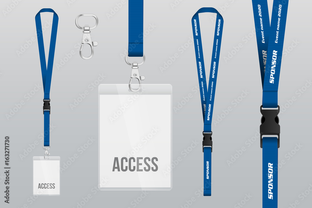 Set of lanyard and badge. Template for presentation of their design ...