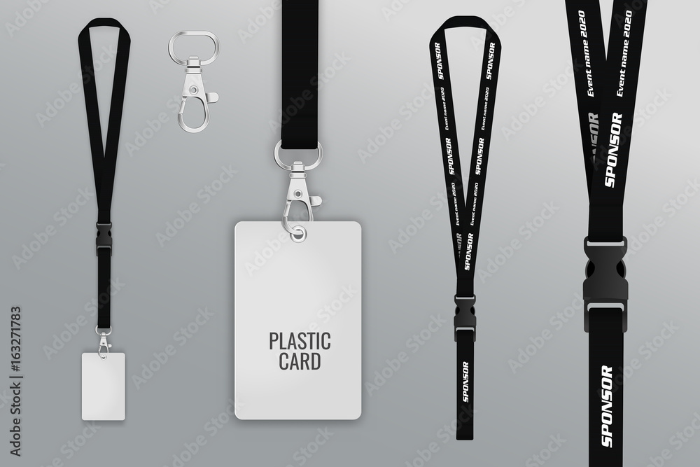 Set of lanyard and badge. Template for presentation of their design ...