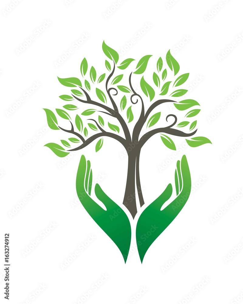 Tree In Your Hand Logo Stock Vector Adobe Stock