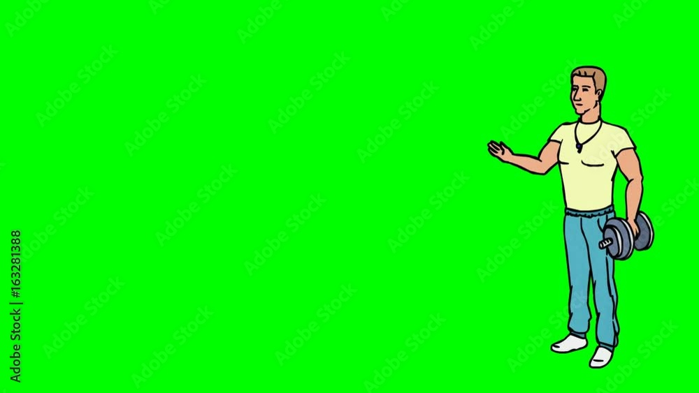 Animated Character Athlete or Coach stands in full growth and says ...