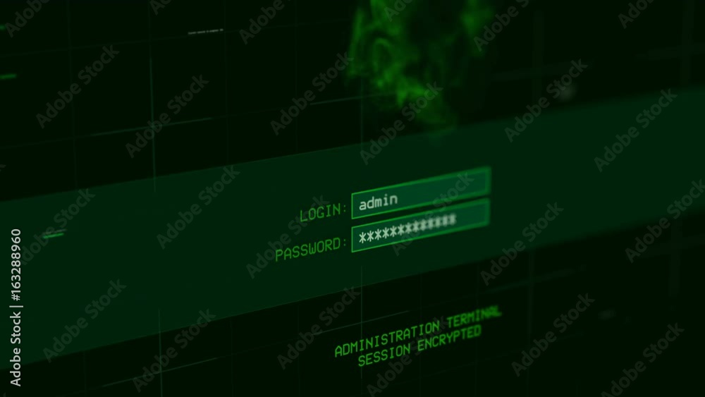 CRT monitor with hacking in progress, criminals stealing data, retro ...